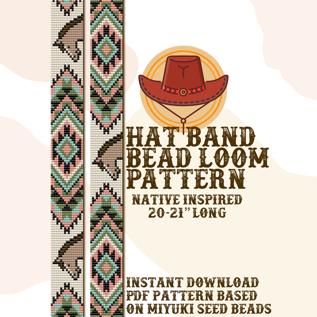 Lovely Horse Hat Band Pattern - Hat Band Native Bead Loom Pattern - PDF ...