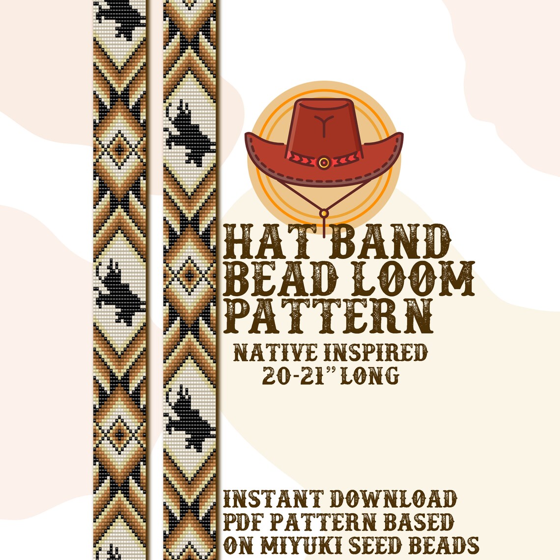 Rodeo Hat Band Pattern Hat Band Native Bead Loom Pattern - Etsy