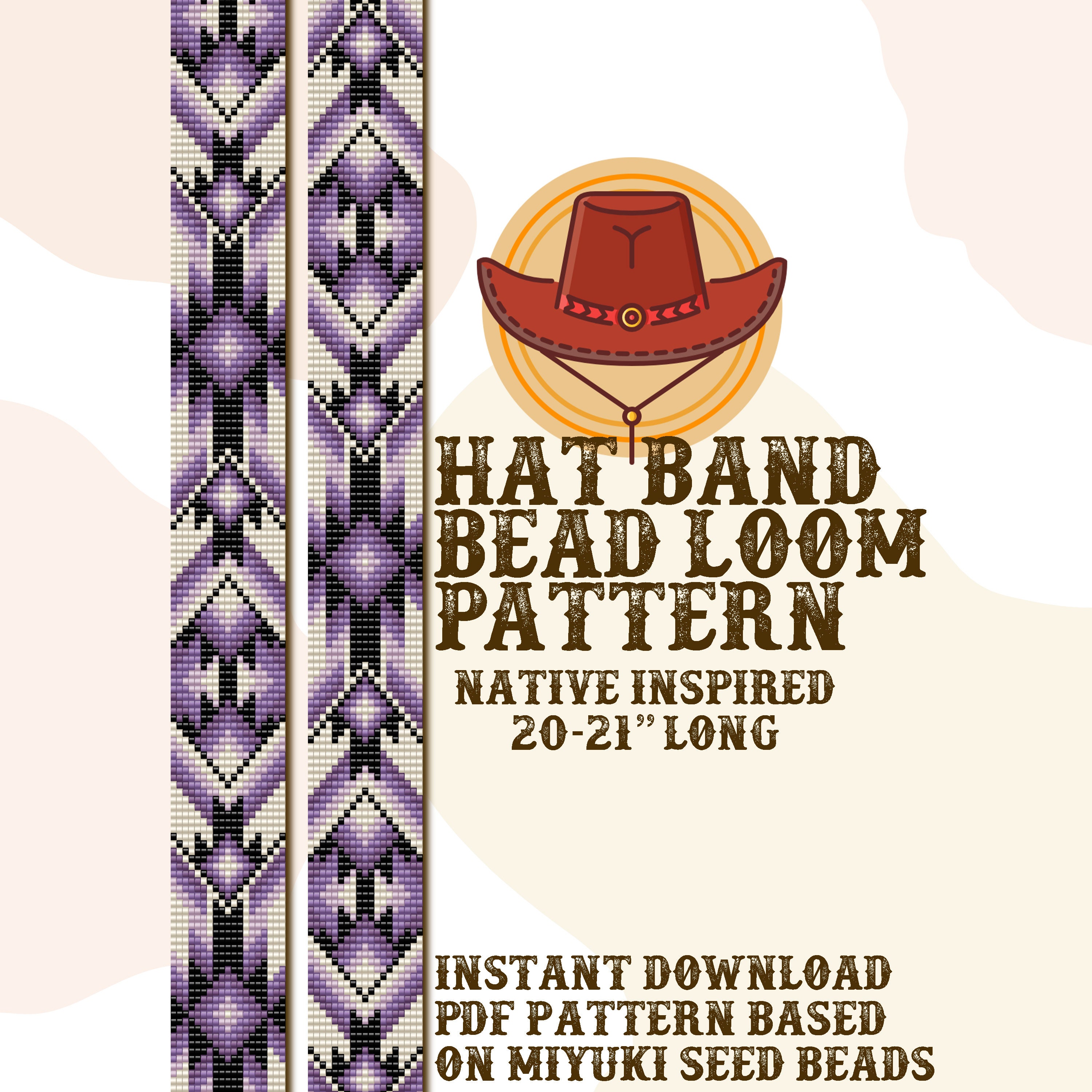 Beaty of the Rain Hat Band Pattern - Hat Band Native Bead Loom Pattern ...