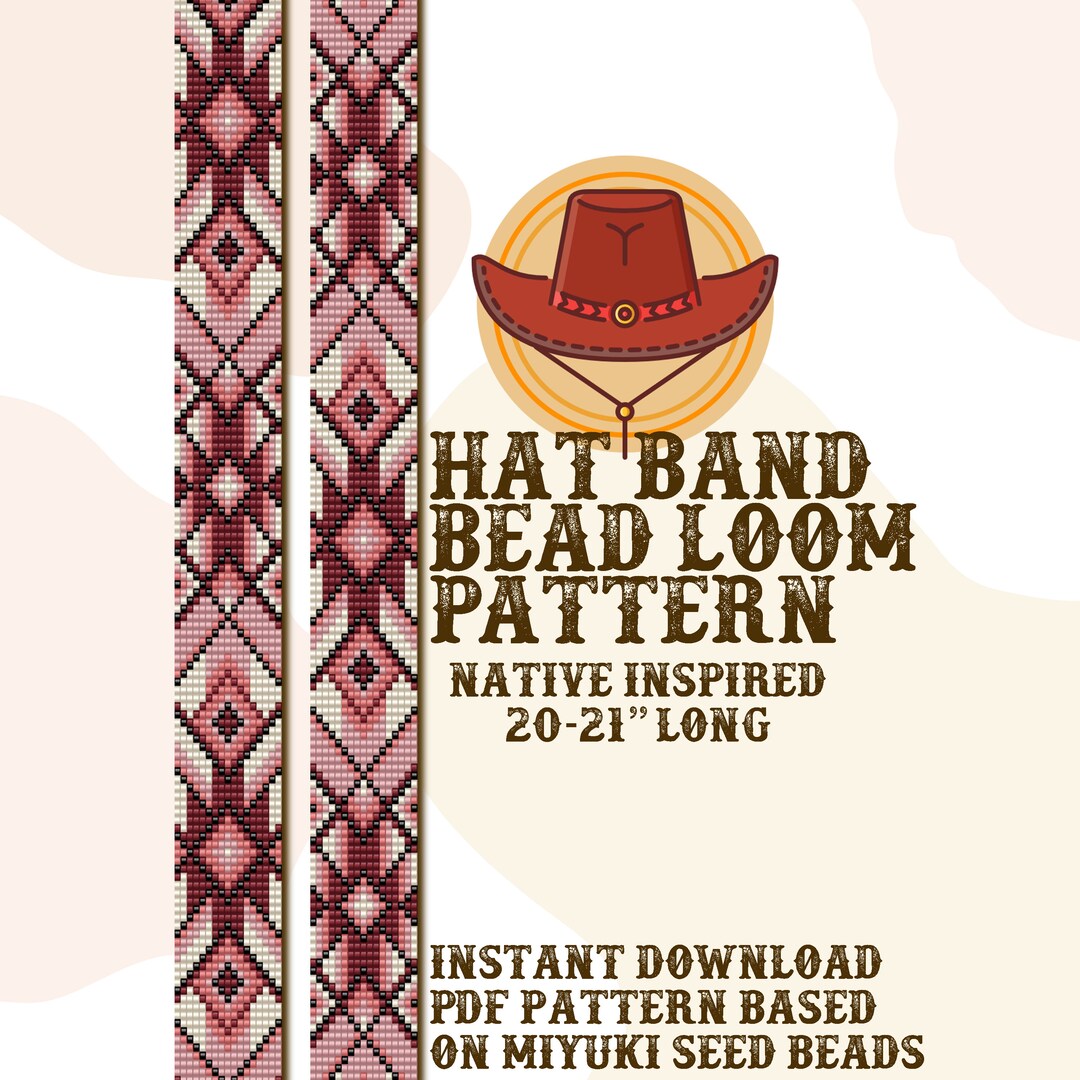 Crimson Hat Band Pattern - Hat Band Native Bead Loom Pattern - PDF ...