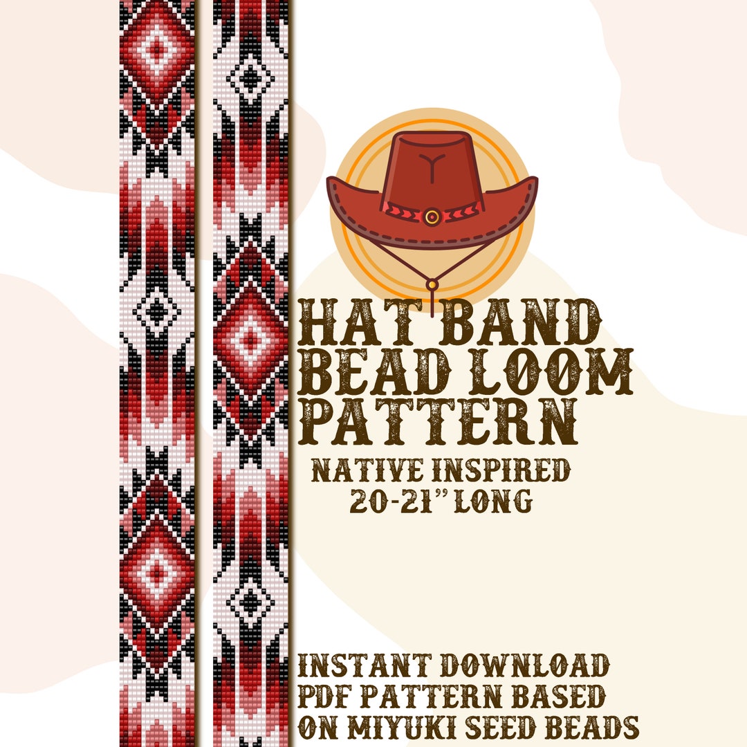 Red Lights Hat Band Pattern - Hat Band Native Bead Loom Pattern - PDF ...