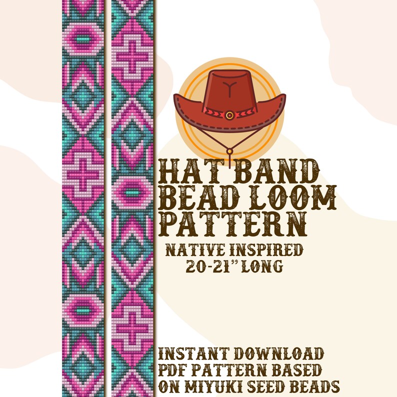 Totally Pink Hat Band Pattern Hat Band Native Bead Loom Pattern PDF ...