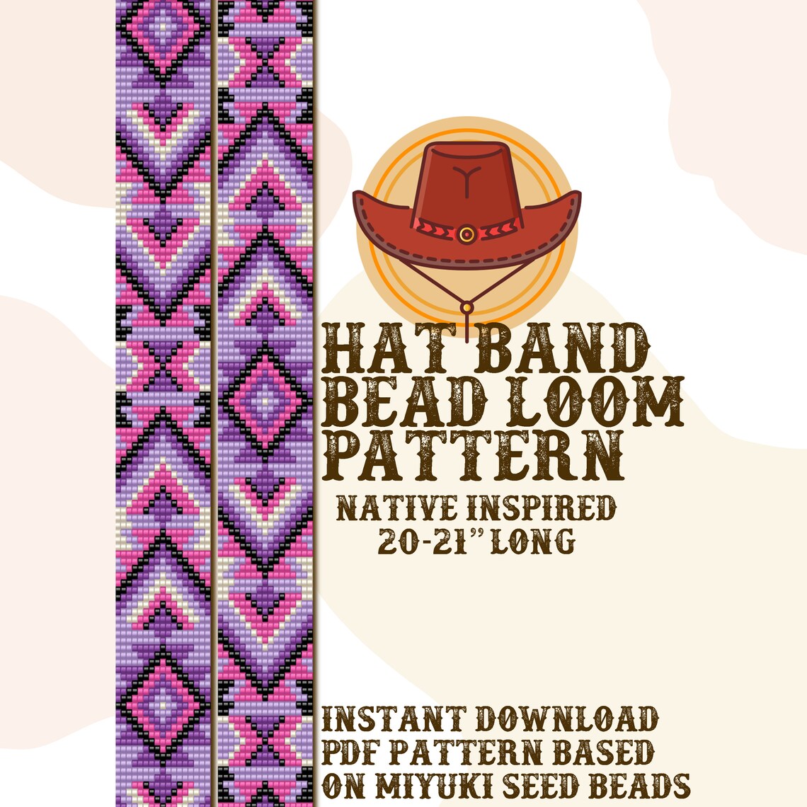Serene Hat Band Pattern - Hat Band Native Bead Loom Pattern - PDF ...