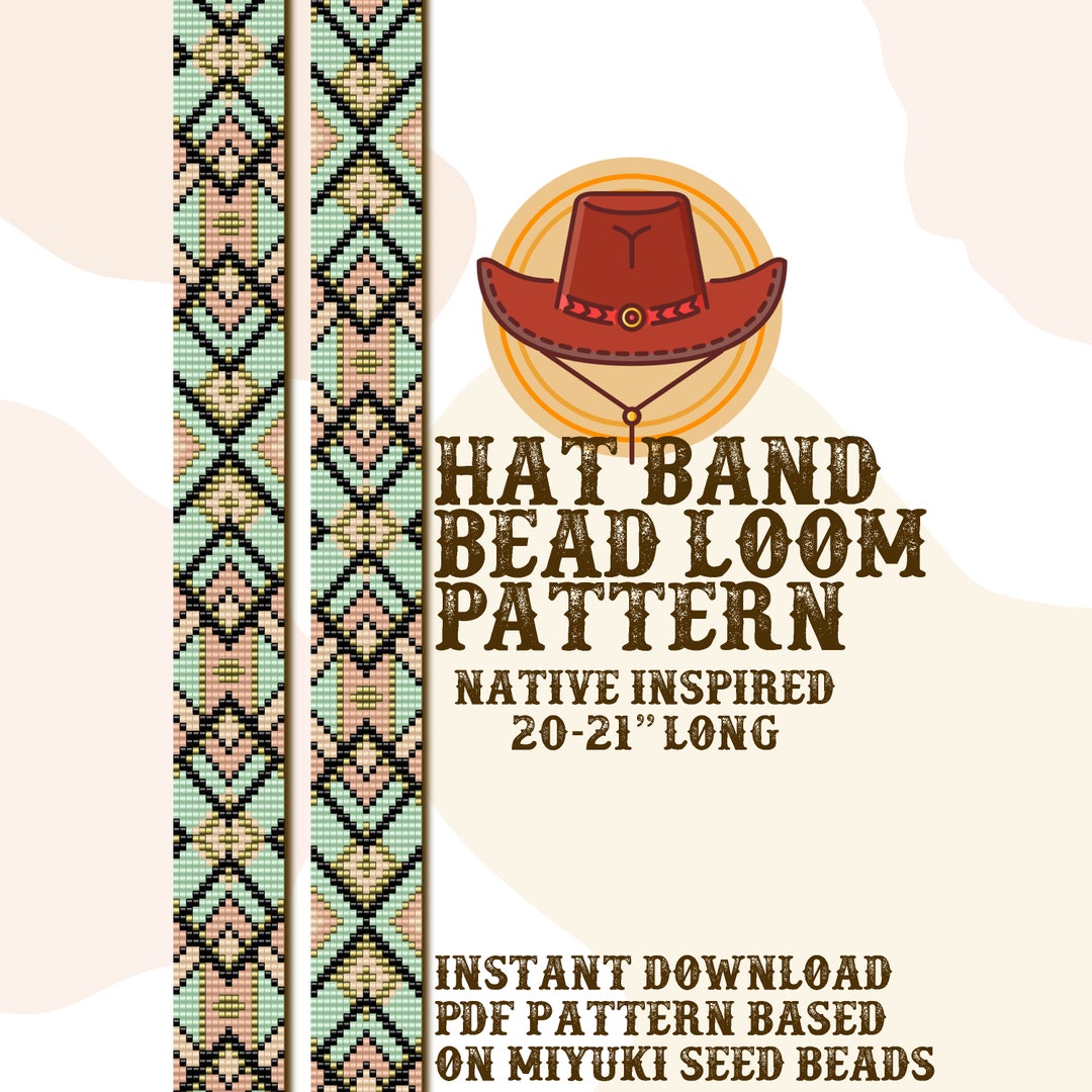 Boho Gold Hat Band Pattern - Hat Band Native Bead Loom Pattern - PDF ...