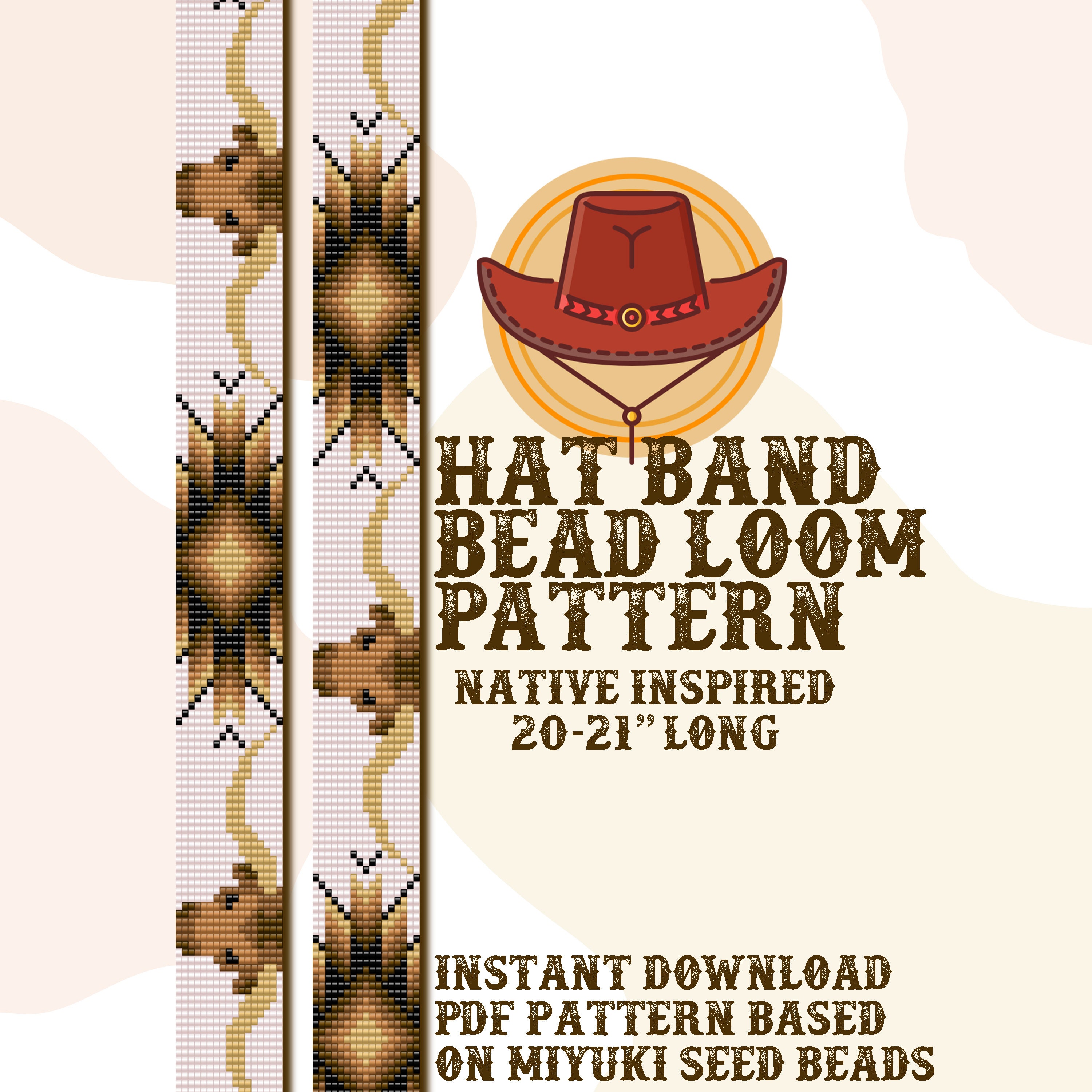 Longhorn Bull Hat Band Pattern Hat Band Native Bead Loom Pattern PDF ...