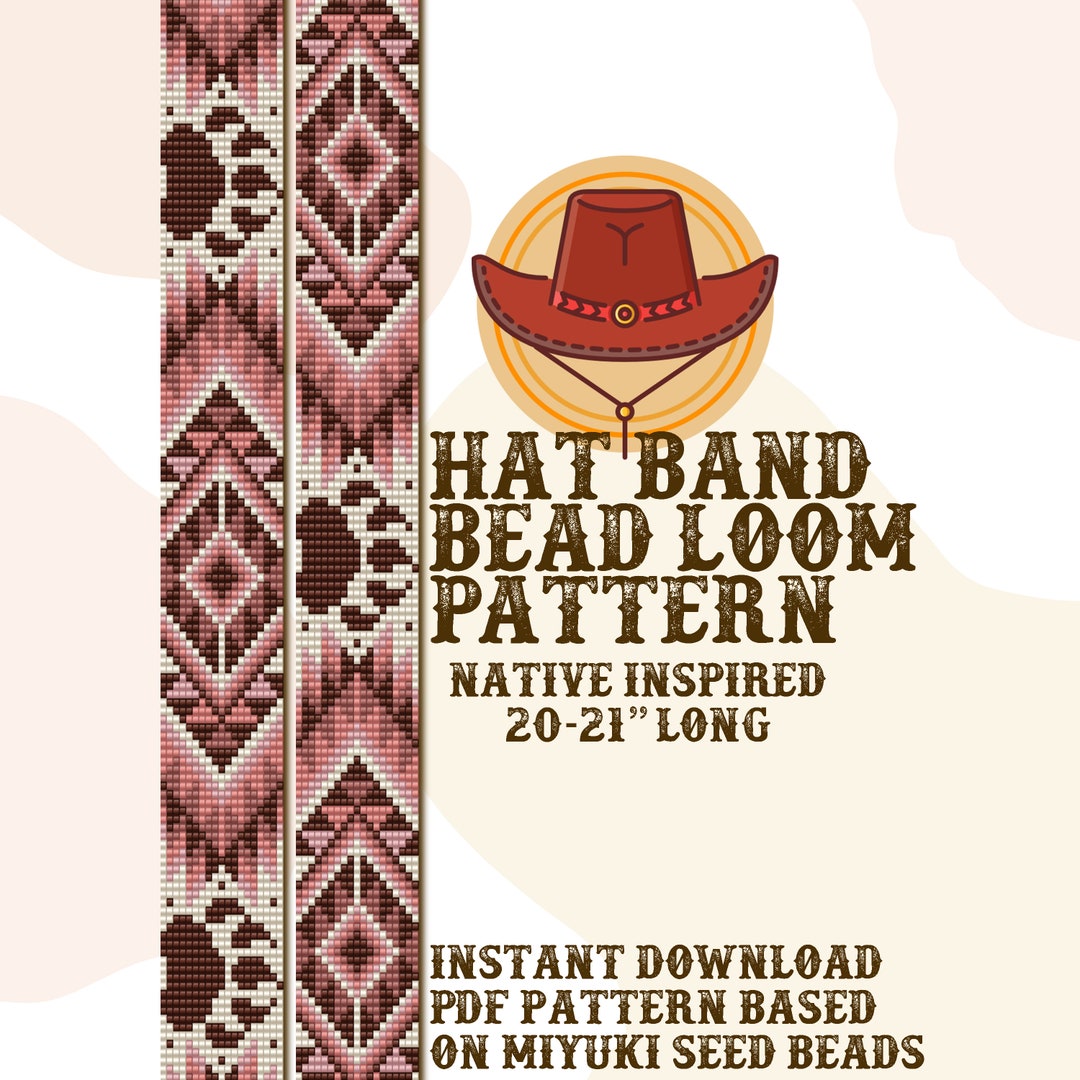 Bear Paw on Soft Pink Hat Band Pattern - Hat Band Native Bead Loom ...