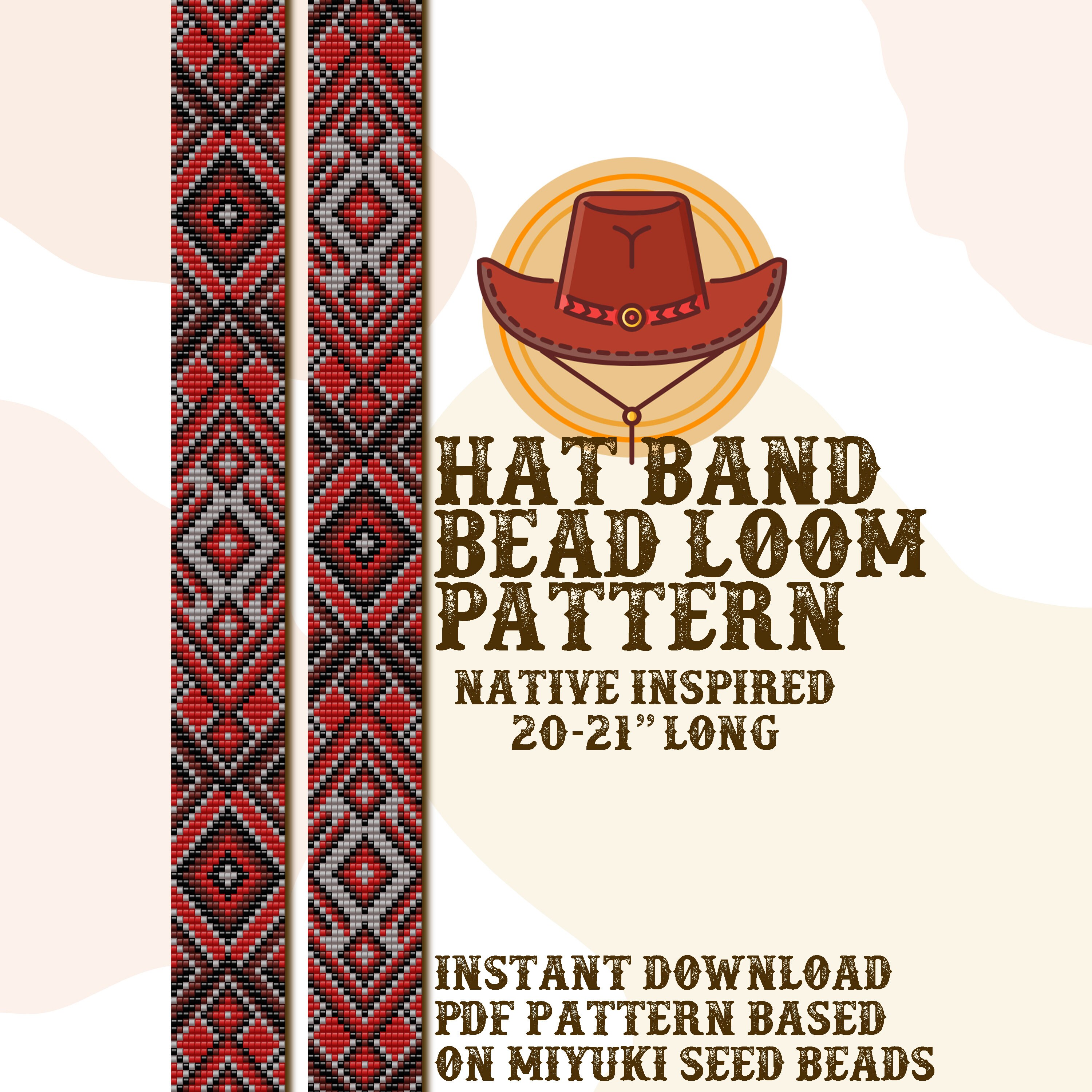 Black and Red Hat Band Pattern Hat Band Native Bead Loom Pattern PDF ...