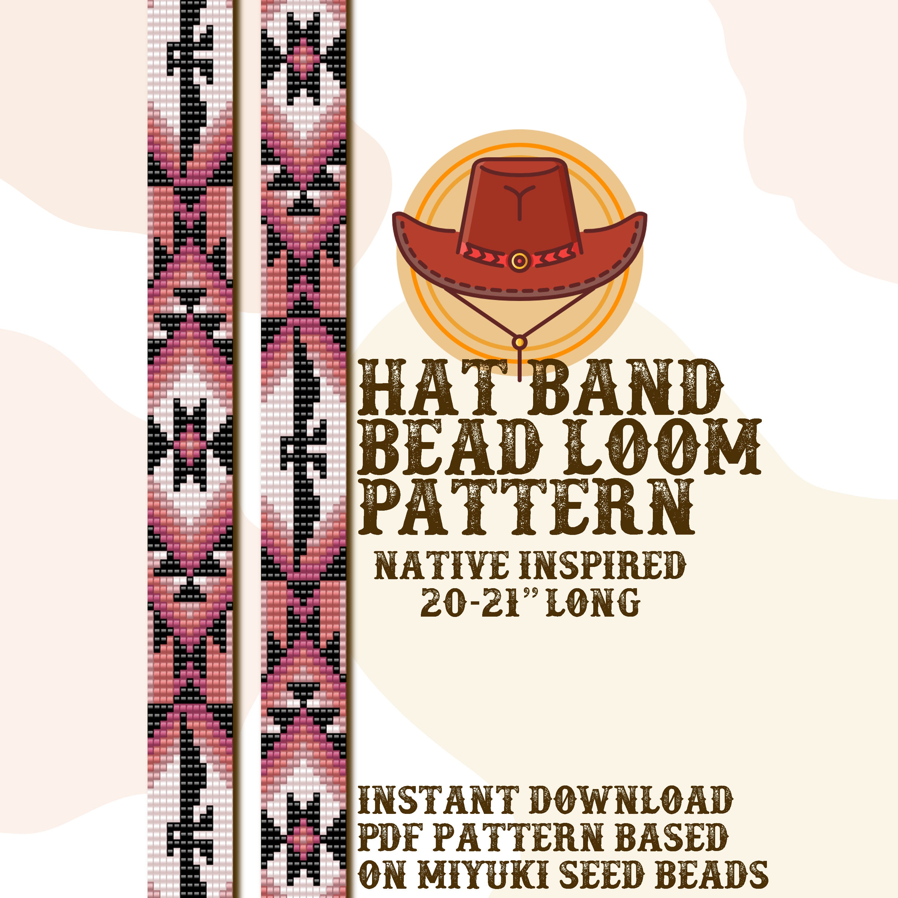 Thunderbird on Pink Hat Band Pattern - Hat Band Native Bead Loom ...