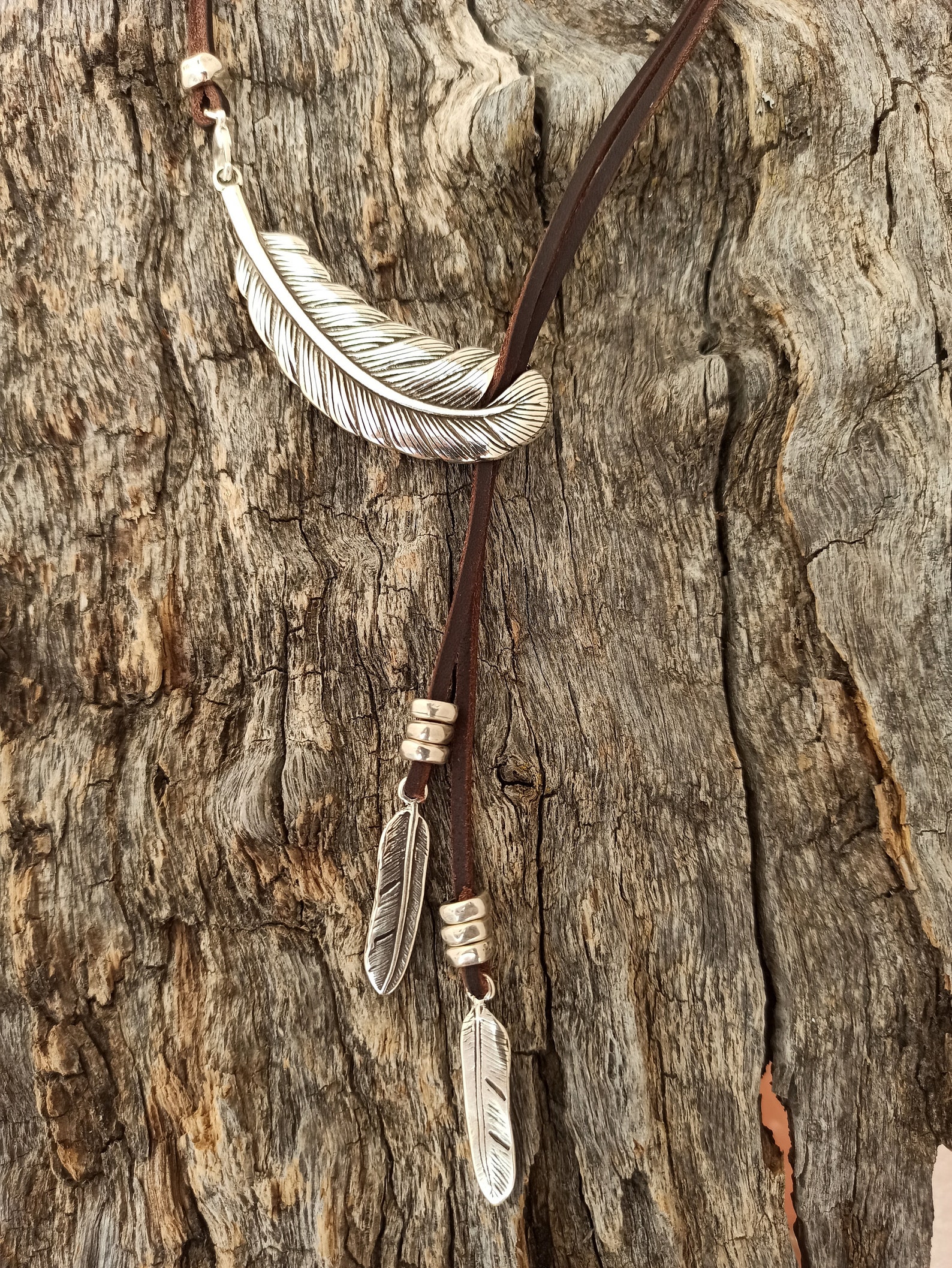 Feather Necklace for Women, Lariat Women Necklace, Silver Feather ...