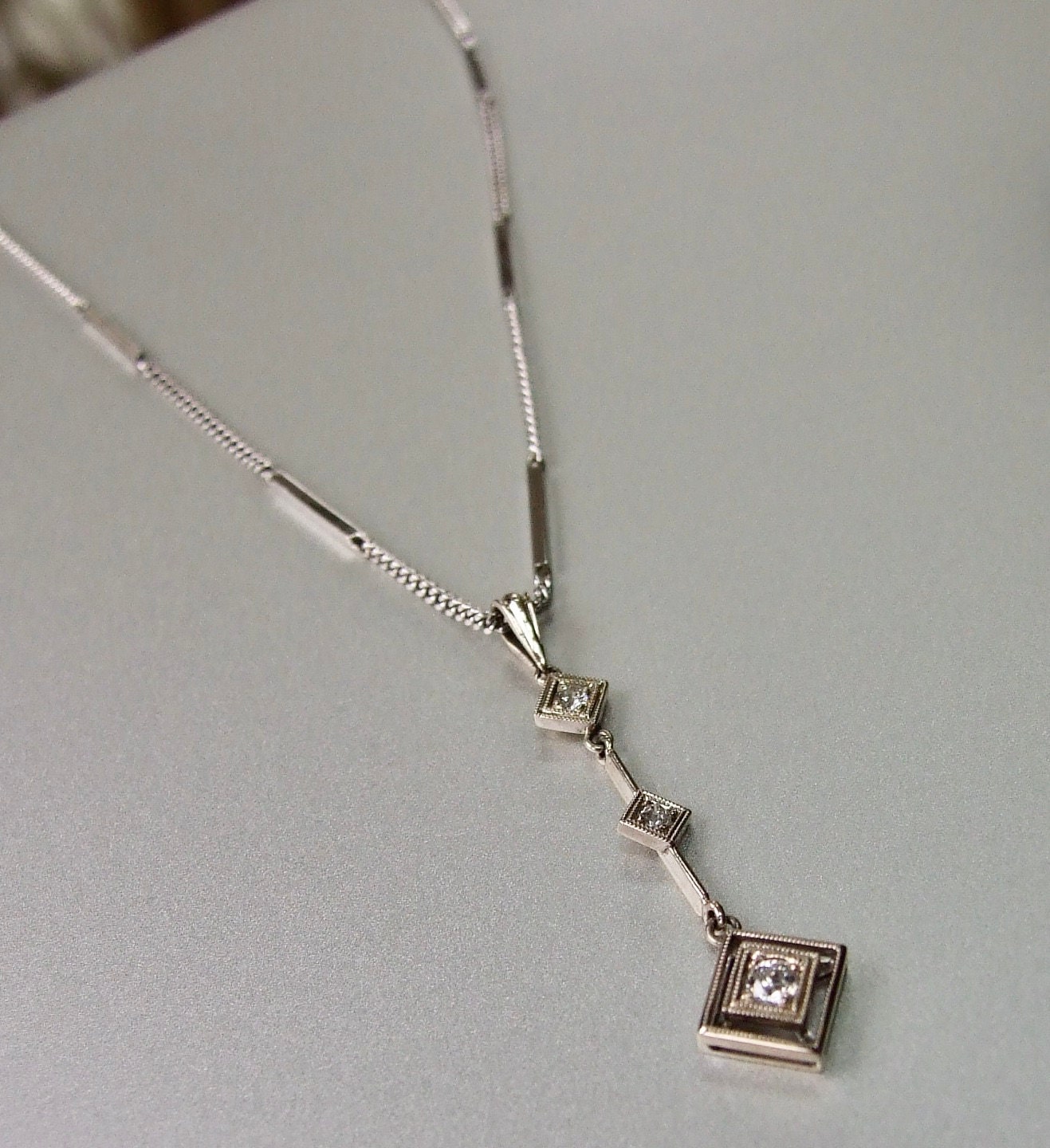 A Stunning Art Deco Diamond Necklace Circa 1930'S Hand Crafted in 18kt ...