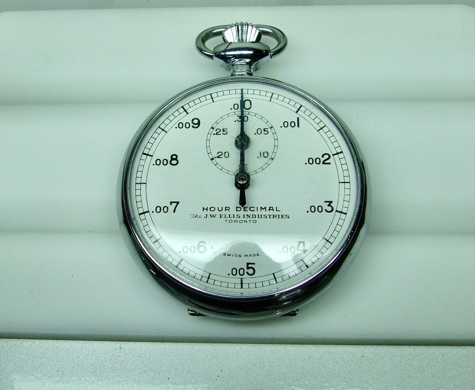 A Stainless Steel Swiss Made Hour Decimal Stop Watch "j.w. Ellis ...