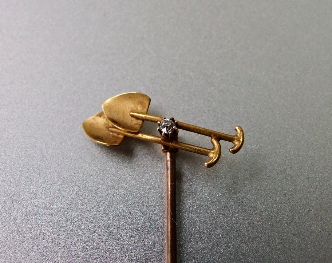 Rare 15kt Gold Mining Pin Circa Late 1800'S A Unique Item Set With Old ...