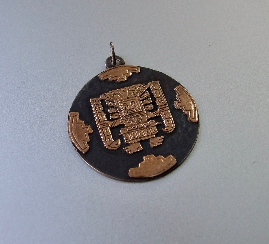 Silver Inca Pendant Peru Inca Peruana Gold 18K and 925 Silver Gift - Etsy