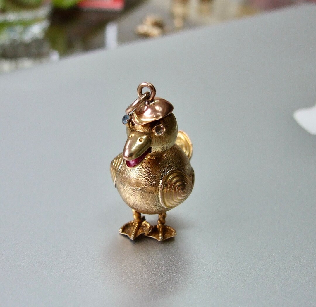 A Vintage 14kt Gold Charm of Lucky Dodo Bird With Movable Beak - Etsy