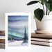 Northern Lights Card, Aurora Borealis Watercolor Notecard, Winter ...