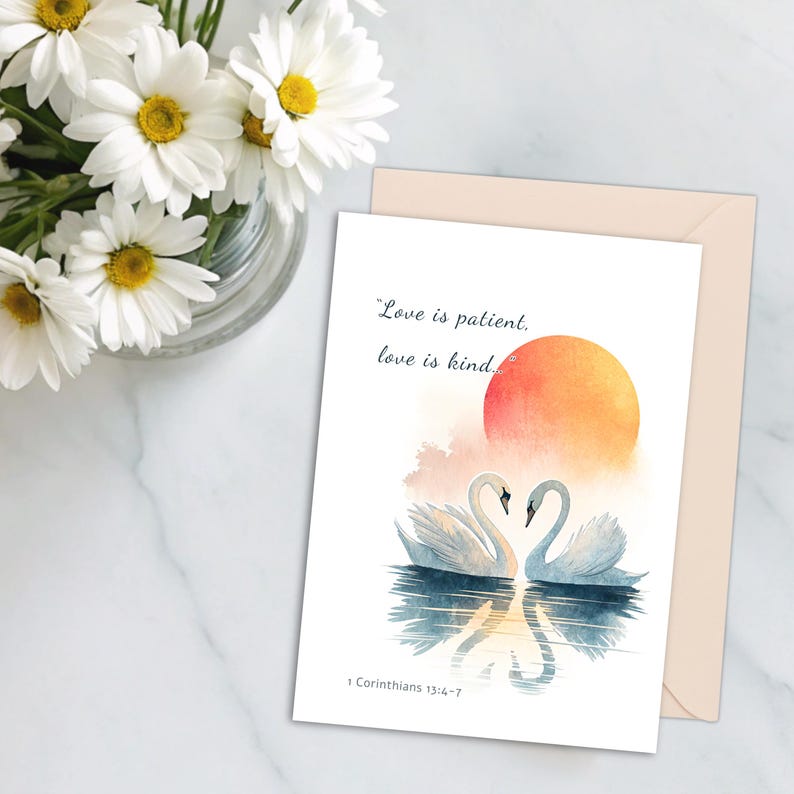 1 Corinthians Swans Love Card: Bible Verse Christian Valentine's Day ...