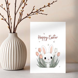 Cute Easter Bunny Card - Easter Greeting Card - Spring Rabbit Card ...