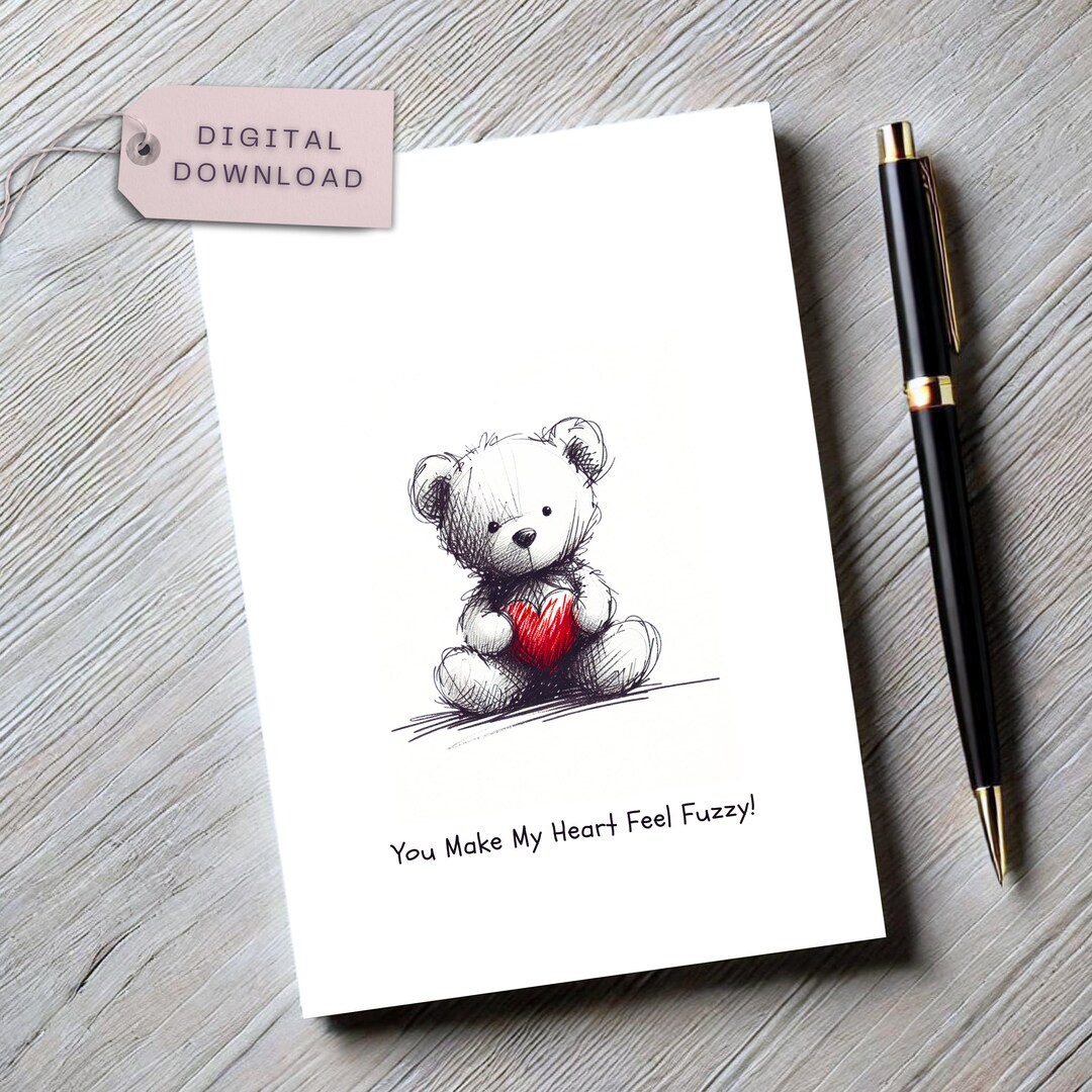 Cute Teddy Bear Love Card, Notecard, Boyfriend, Girlfriend, Husband ...