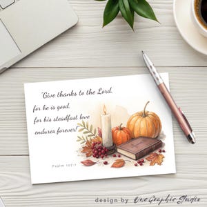 Thanksgiving Bible Verse Card, Christian Fall Blessing, Personalized ...