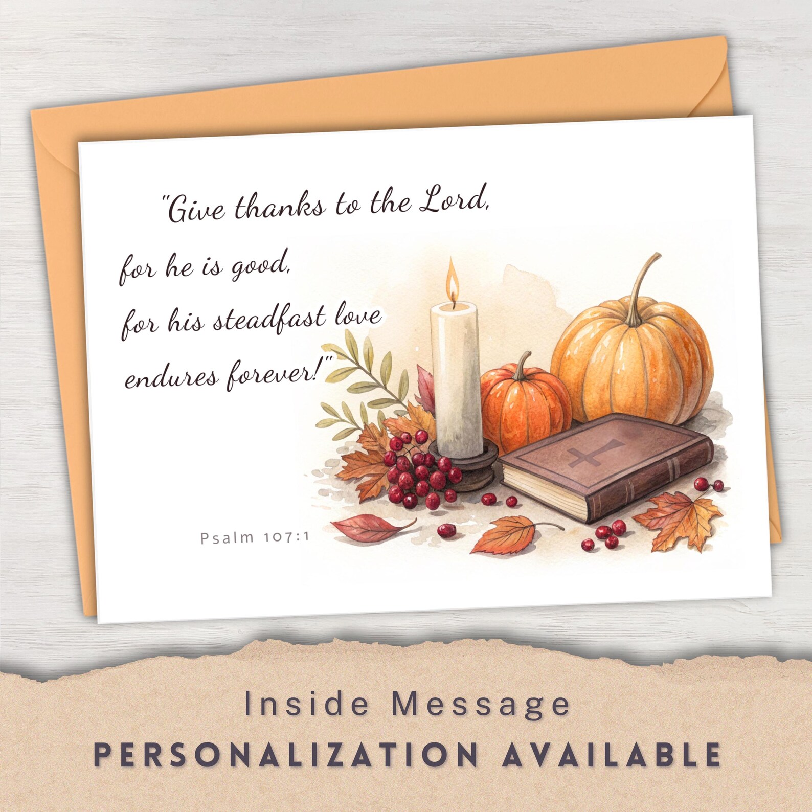 Thanksgiving Bible Verse Card, Christian Fall Blessing, Personalized ...