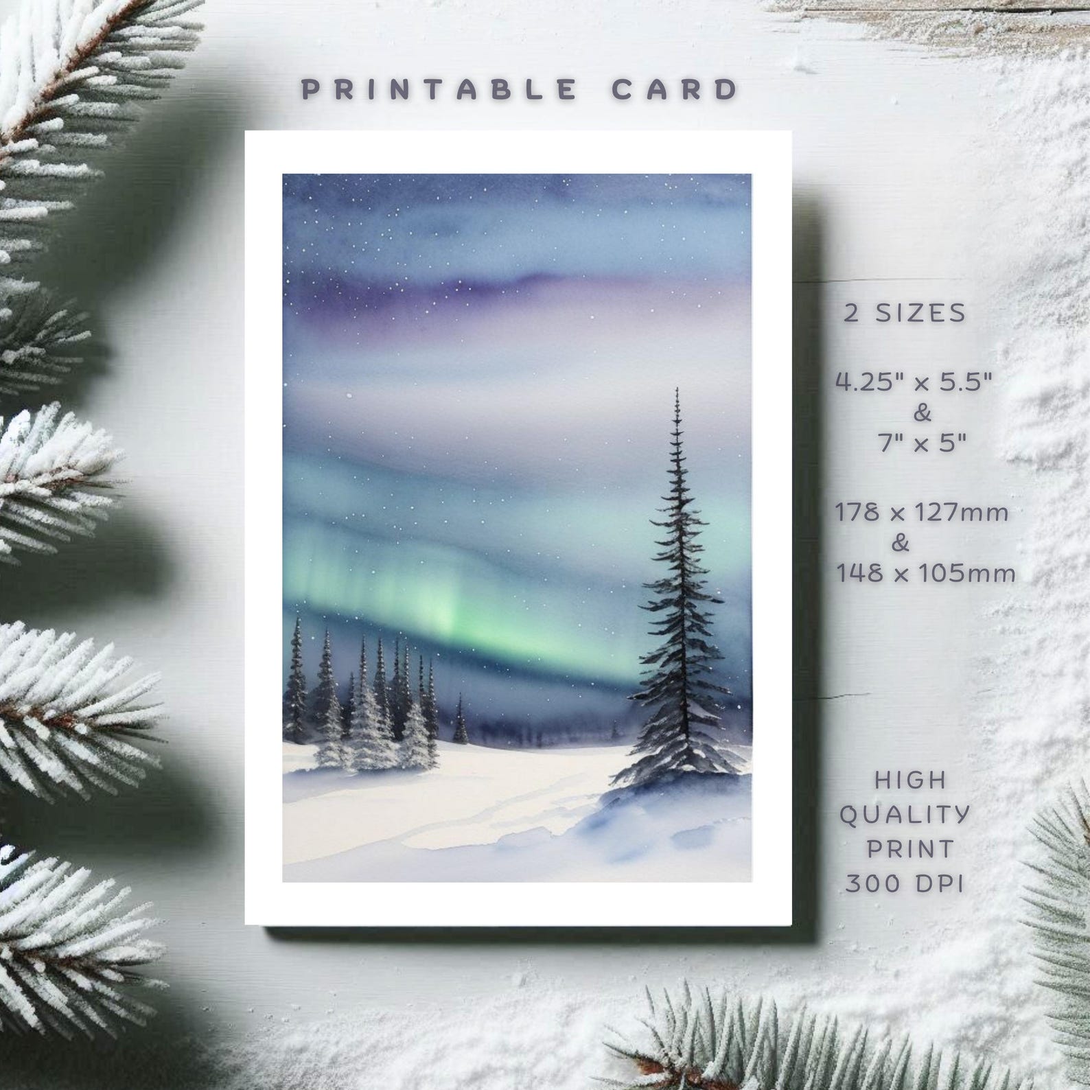 Winter Holidays Card Northern Lights Notecard Aurora Borealis ...