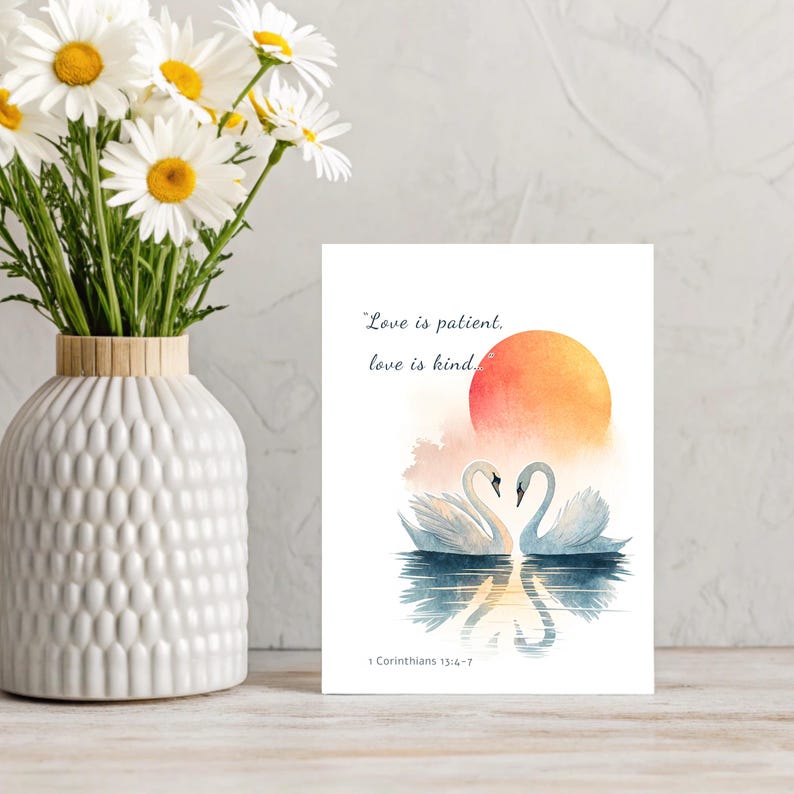 1 Corinthians Swans Love Card: Bible Verse Christian Valentine's Day ...