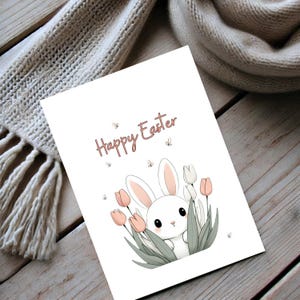 Cute Easter Bunny Card - Easter Greeting Card - Spring Rabbit Card ...