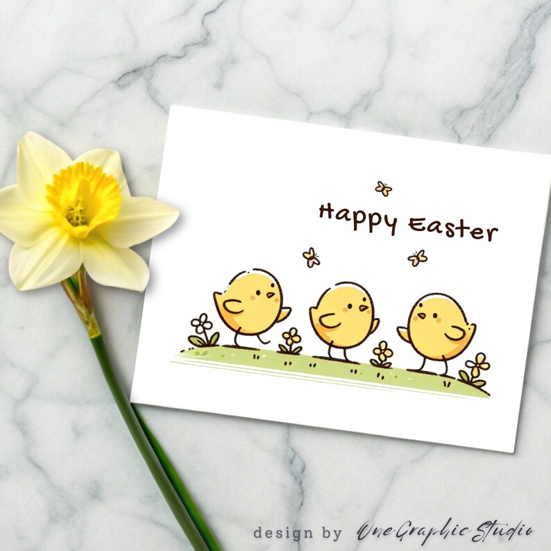 Cute Baby Chicks Easter Card, Adorable Spring Greeting Card for Kids, Grandkids, Teacher, Friend ...