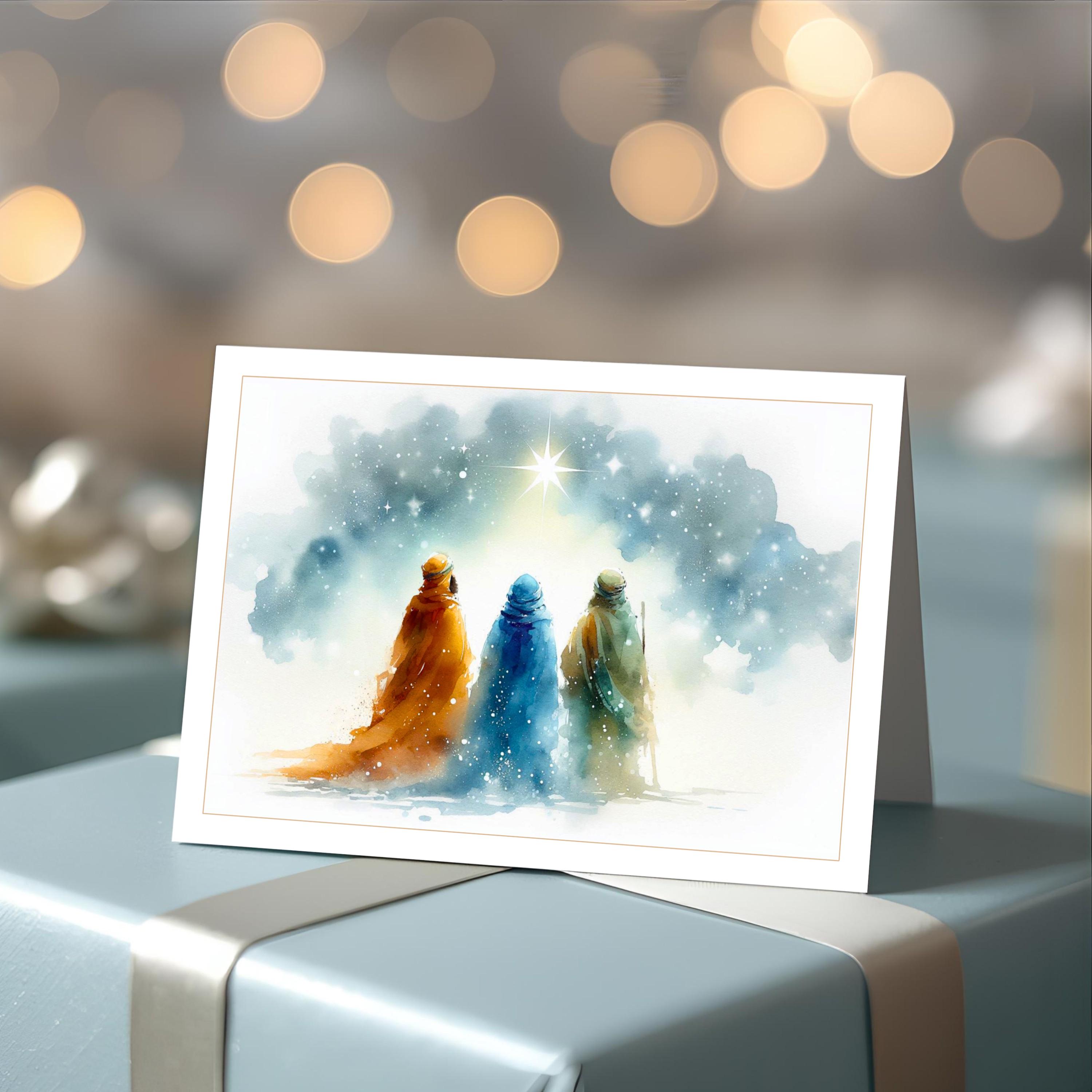 Three Wise Men Christmas Card – Magi Watercolor Religious Holiday ...