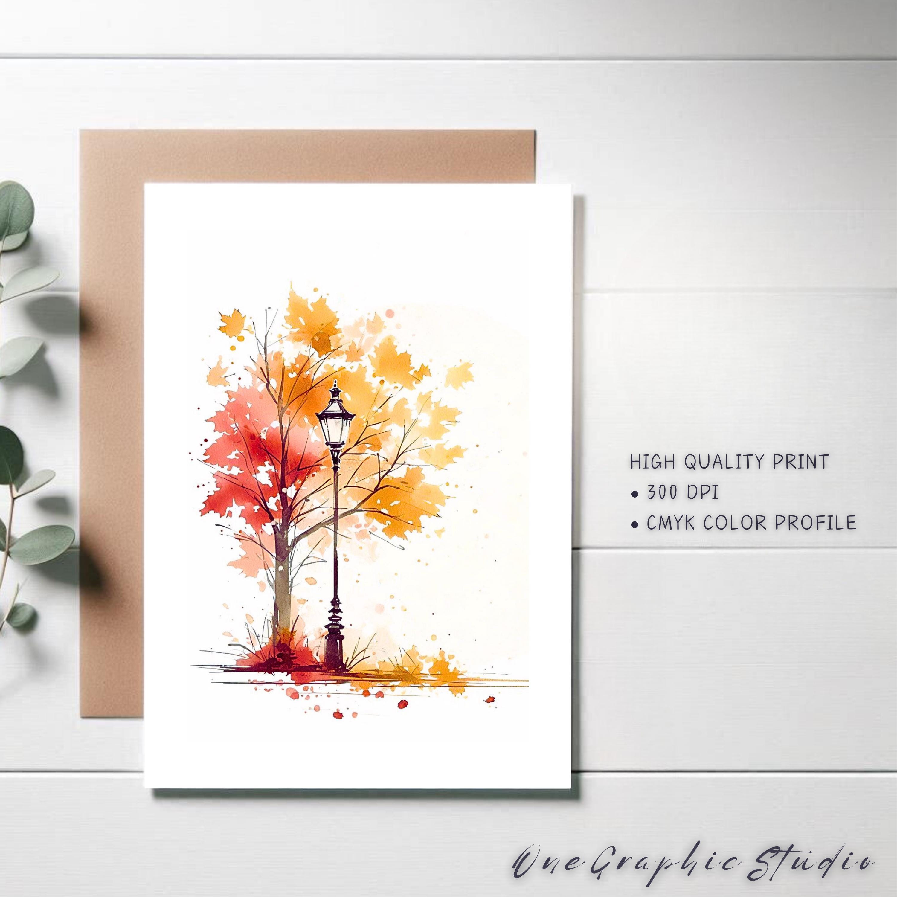 Fall Maple Tree Card Autumn Tree Greeting Card for Birthday, Thank You ...