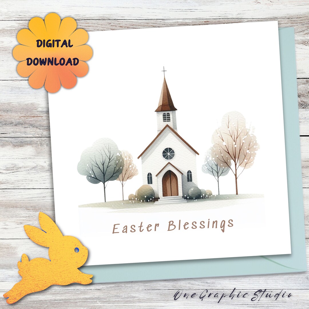 Christian Easter Greeting Card, Catholic Church Card, Religious Theme ...