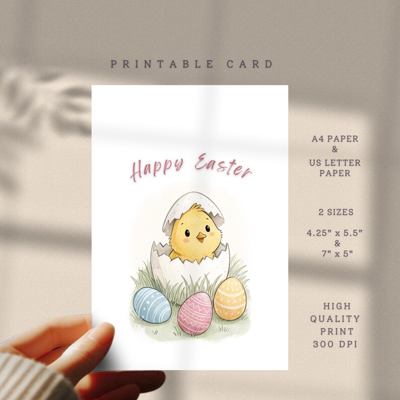 Cute Baby Chick Easter Card - Happy Easter Card - Spring Eggs Greeting ...