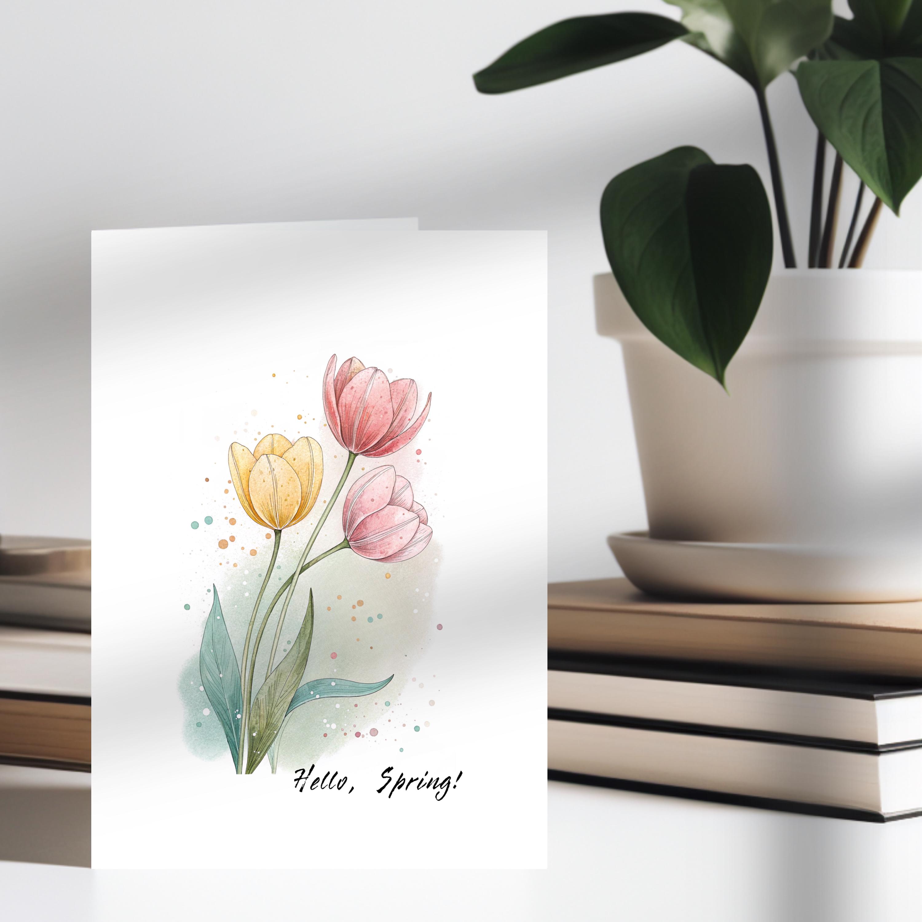 Tulip Flowers Card - Personalized Spring Flowers Notecard - Easter ...