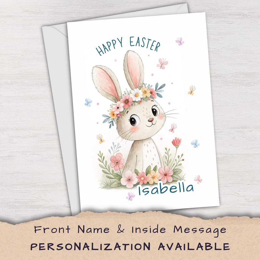Easter Bunny Card for Girl – Floral Bunny Greeting – Daughter ...