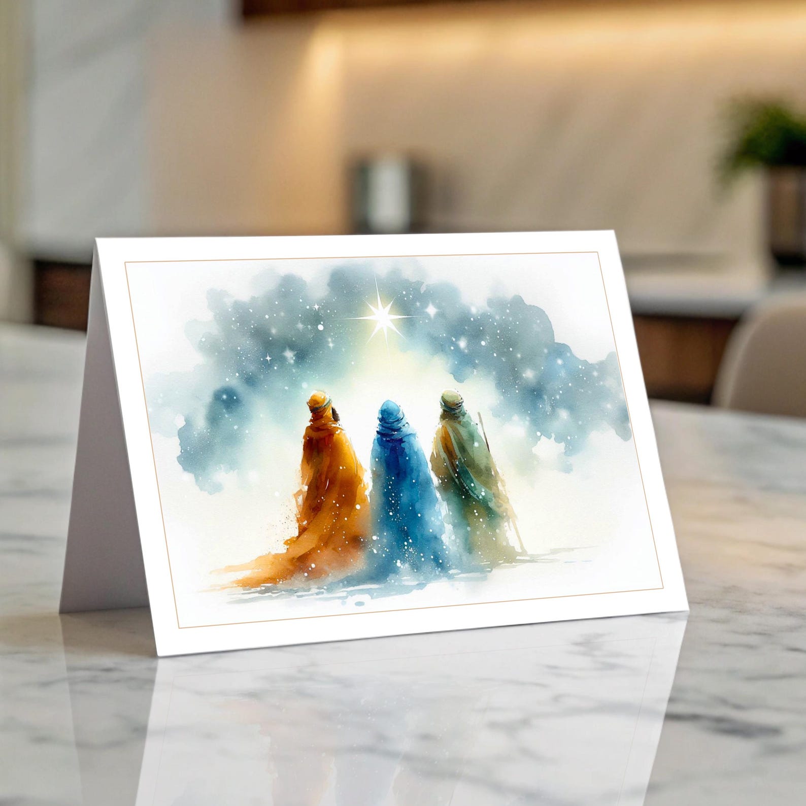 Three Wise Men Christmas Card – Magi Watercolor Religious Holiday ...
