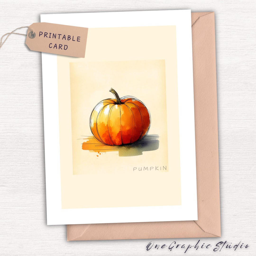 Fall Pumpkin Card Autumn Pumpkin Notecard Birthday, Halloween ...
