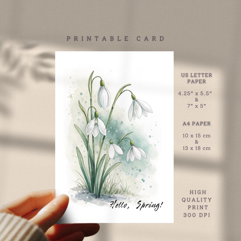 Snowdrop Flowers Card - Personalized Spring Floral Notecard - Easter ...