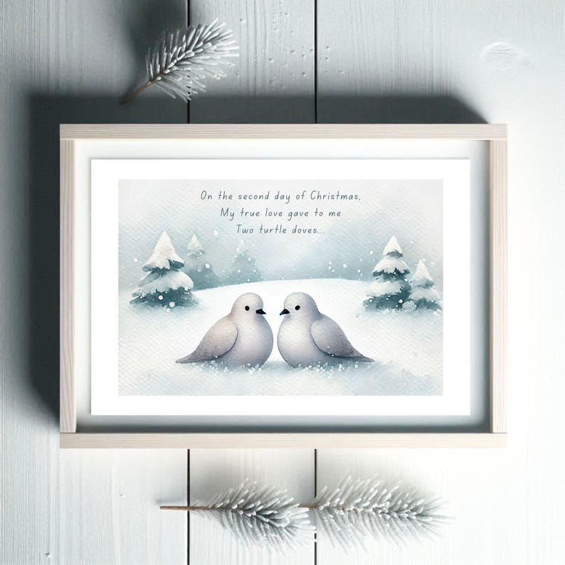 Love Christmas Card, Two Turtle Doves Notecard, Twelve Days of ...