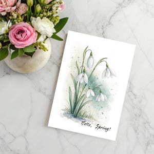 Snowdrop Flowers Card - Personalized Spring Floral Notecard - Easter ...