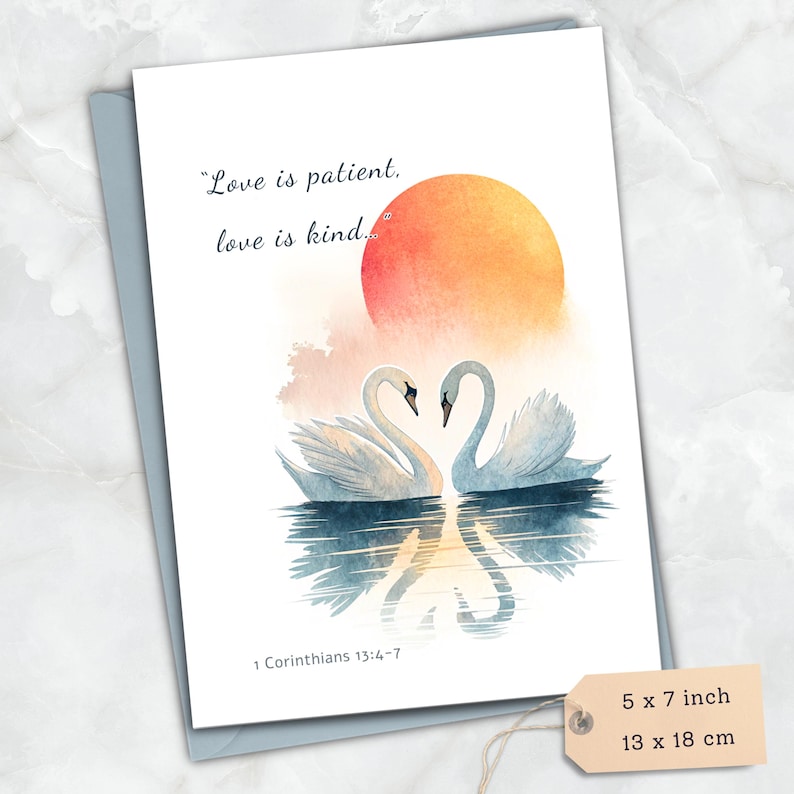 1 Corinthians Swans Love Card: Bible Verse Christian Valentine's Day ...