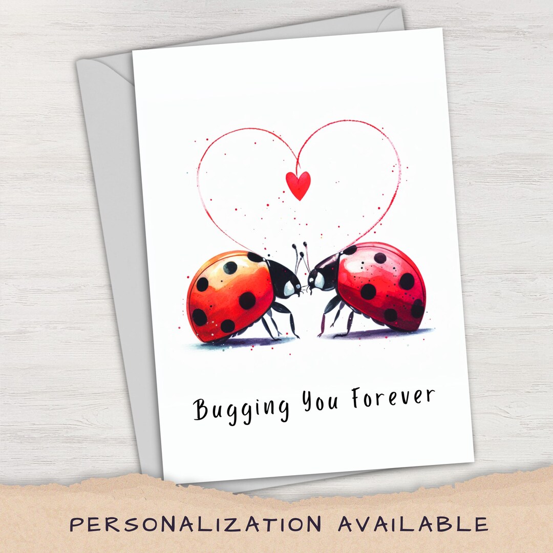 Ladybug Valentine Card – Romantic Love Bug & Heart for Valentine’s Day ...