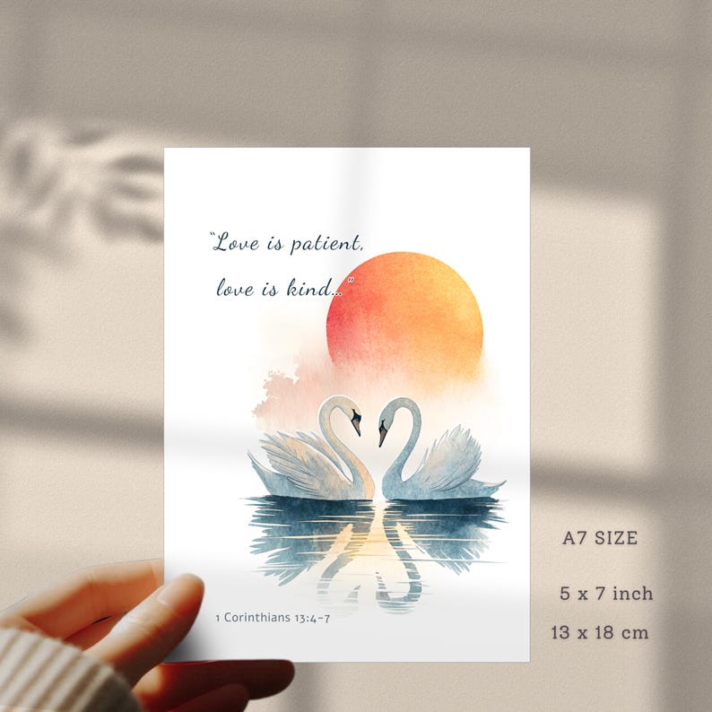 1 Corinthians Swans Love Card: Bible Verse Christian Valentine's Day ...