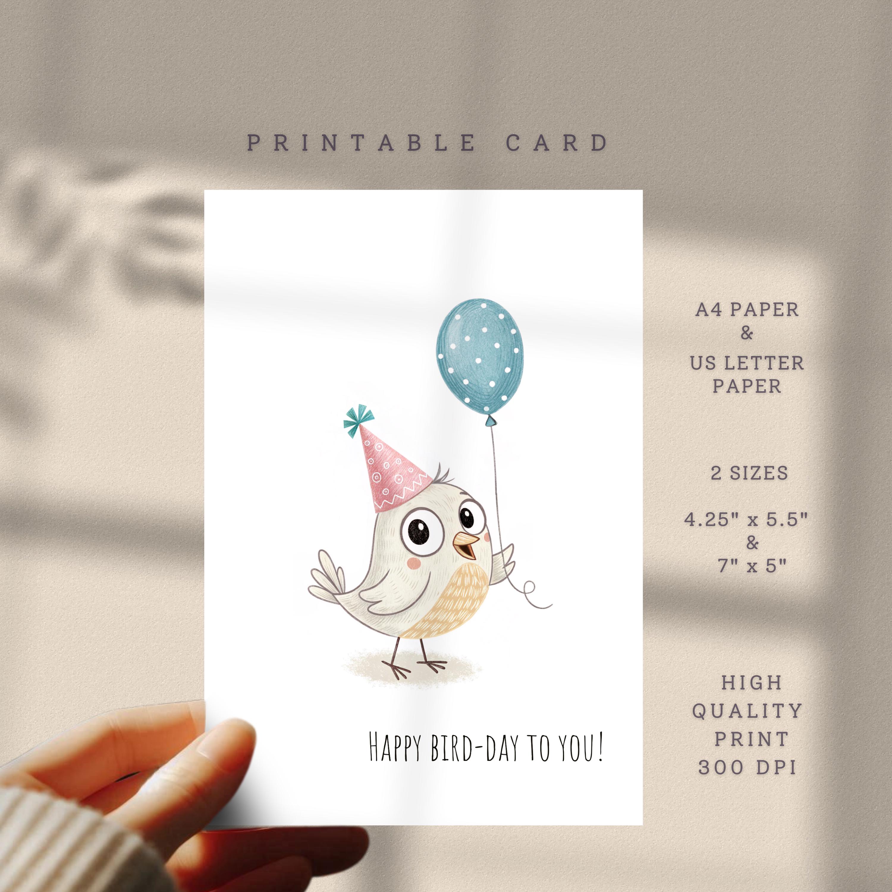 Cute Bird Birthday Card, Funny Animal Greeting Card, Punny Birthday ...