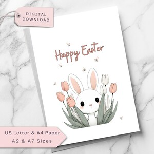 Cute Easter Bunny Card - Easter Greeting Card - Spring Rabbit Card ...