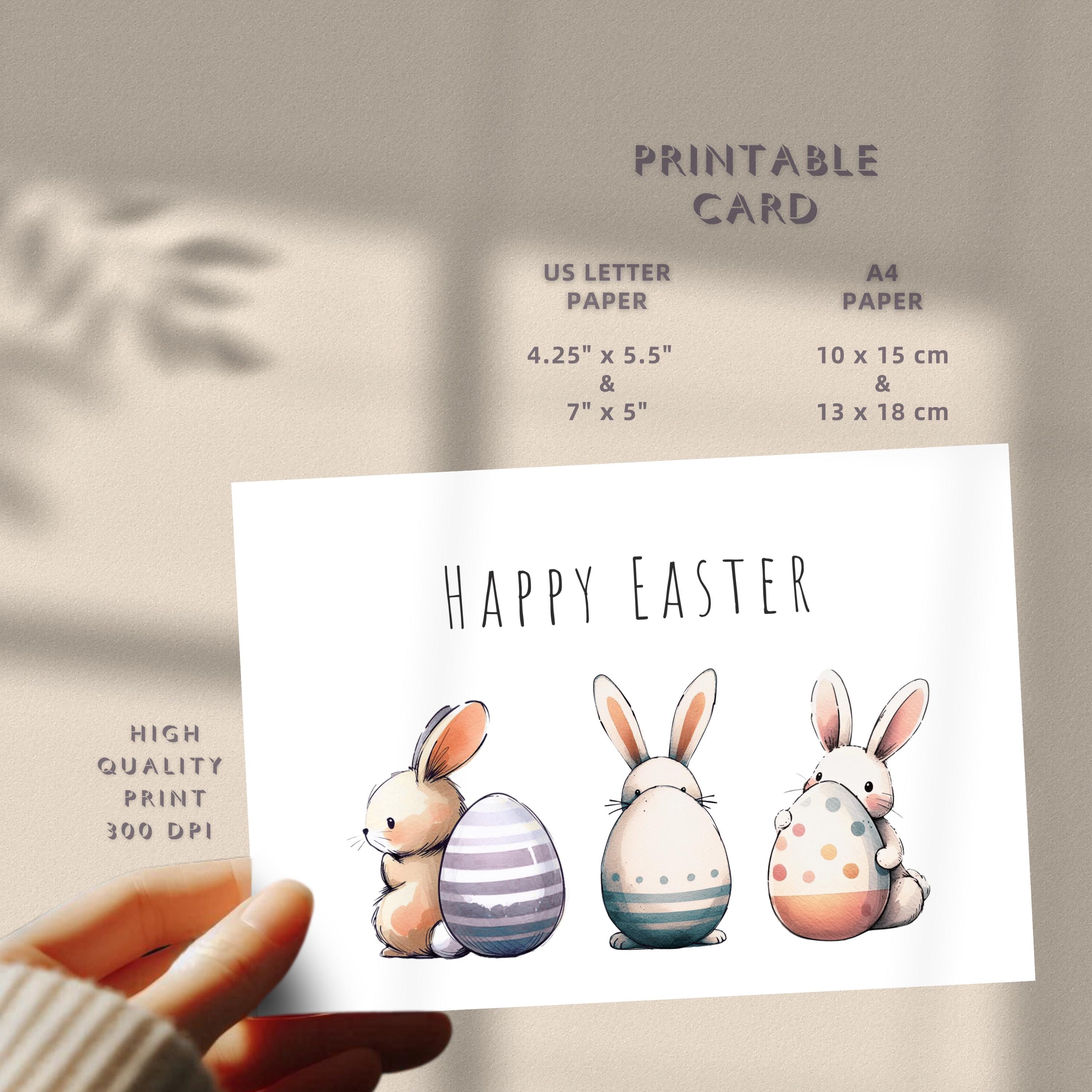 Easter Bunny Card, Watercolor Easter Greeting Notecard, Funny & Cute ...