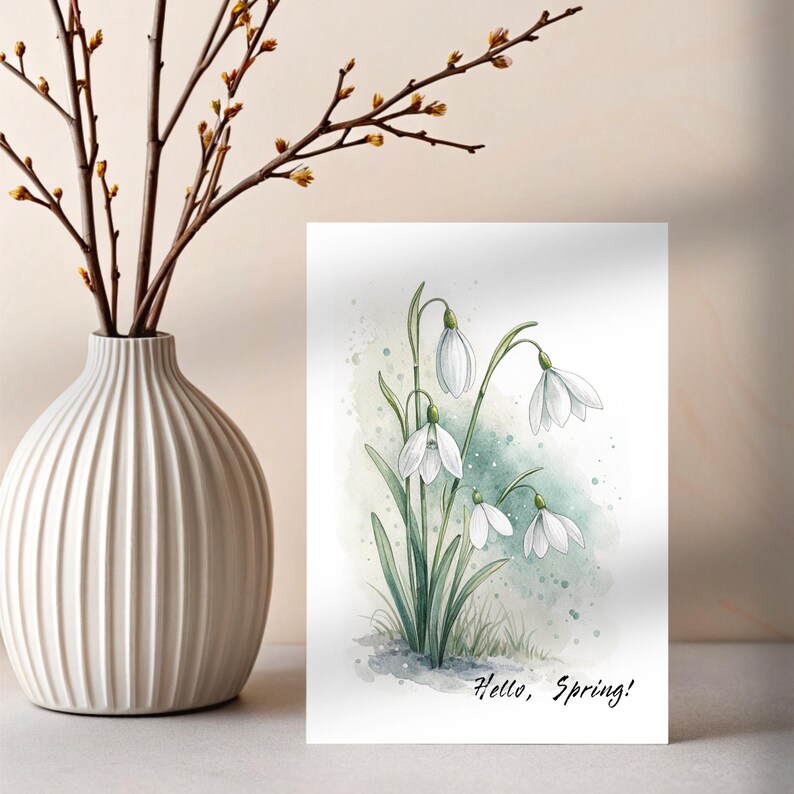 Snowdrop Flowers Card - Personalized Spring Floral Notecard - Easter ...