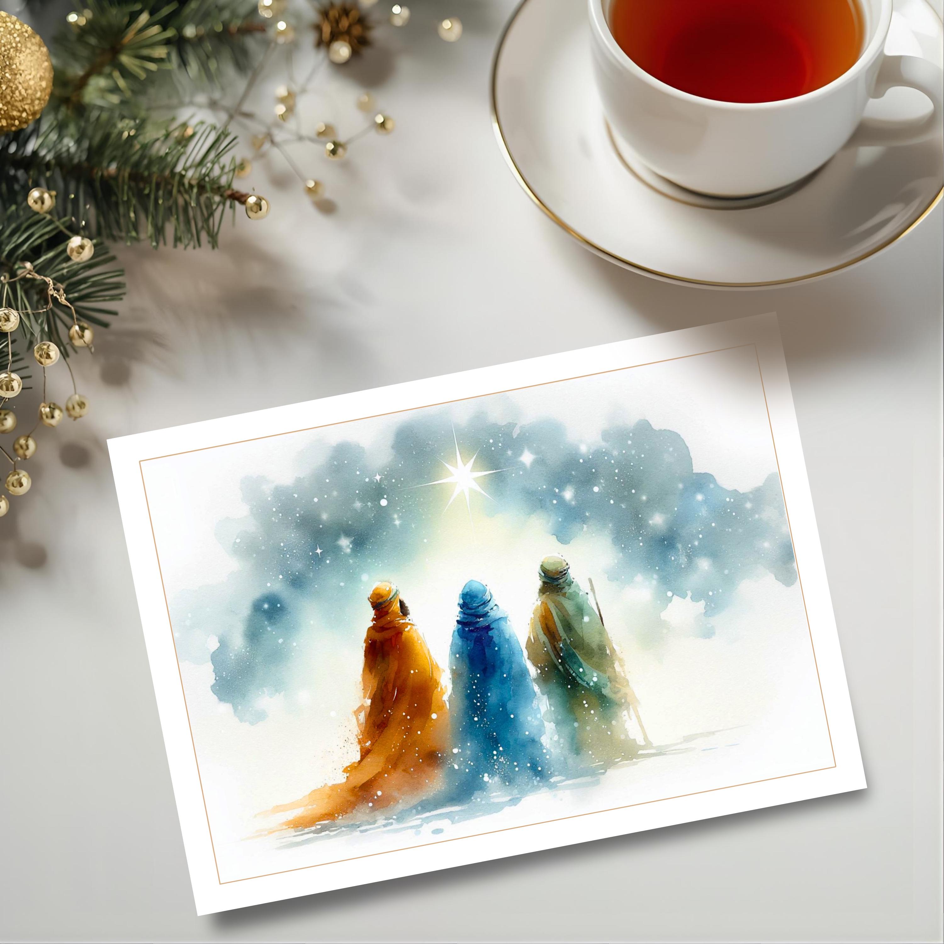 Three Wise Men Christmas Card – Magi Watercolor Religious Holiday ...