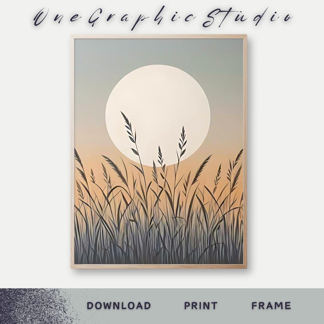 Wild Grass Art Print - Grassland Sunset - Landscape Artwork for Living ...