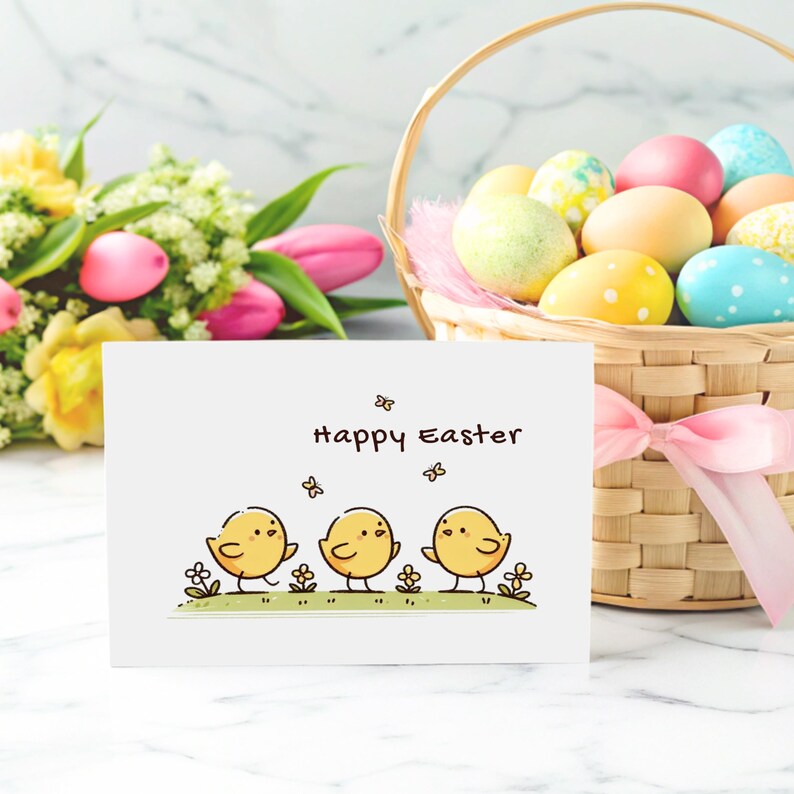 Cute Baby Chicks Easter Card, Adorable Spring Greeting Card for Kids ...