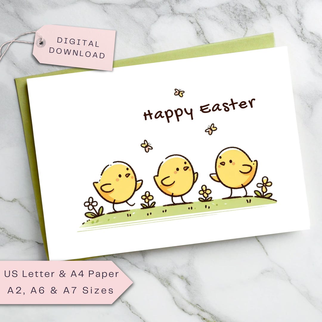 Cute Baby Chicks Easter Card, Adorable Spring Greeting Card for Family, Friends, Kids & Teachers ...